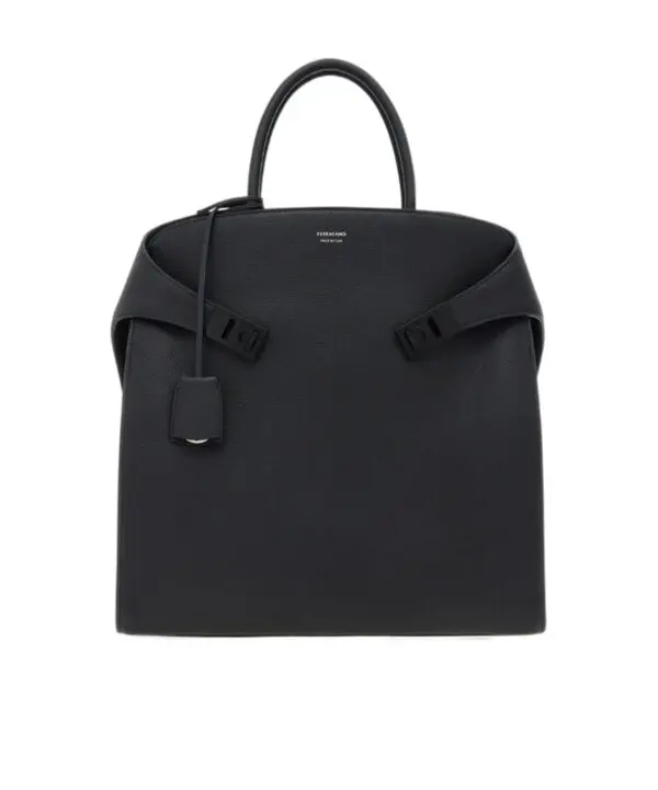 FERRAGAMO Hug Top Handle Shoulder Bag - Black