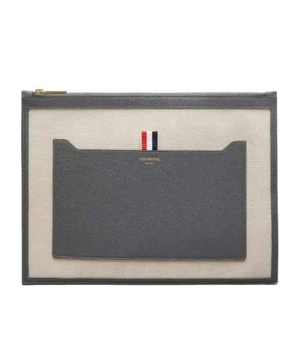 Thom Browne Rwb Stripe Document Holder - Black
