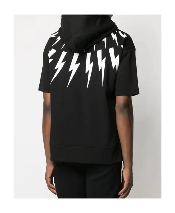 Neil Barrett Printed Short Sleeve Hoodie - Black