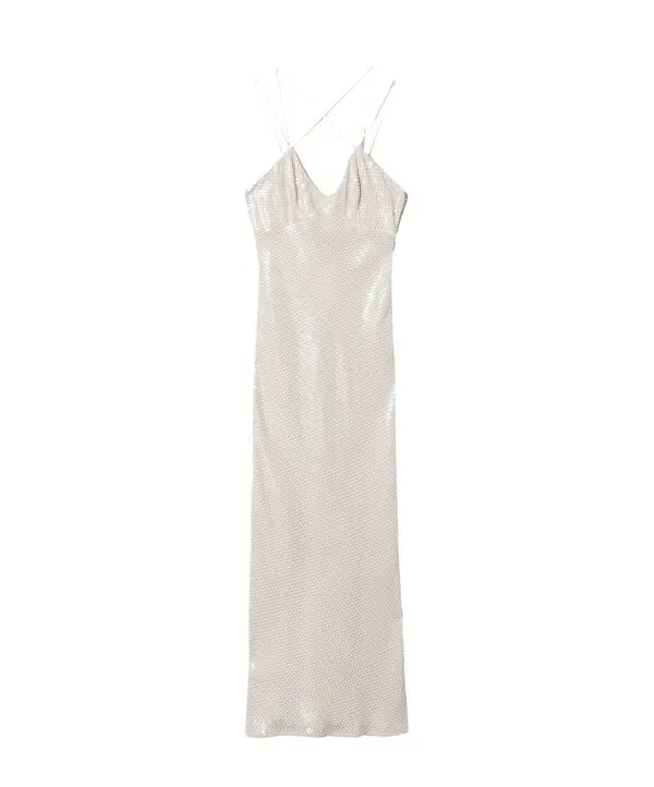 TWINSET Sequin Embroidery Long Dress - White