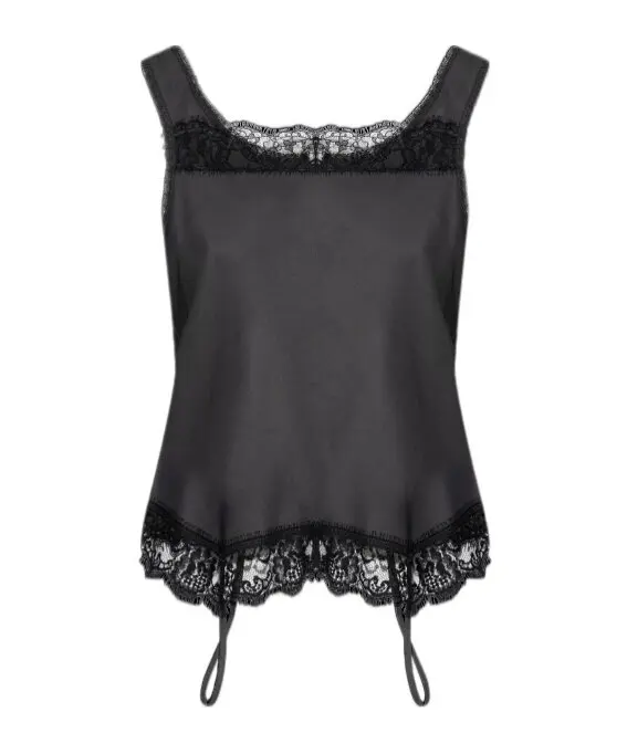 MAISON MARGIELA Mirrored Lace Slip Top - Anthracite