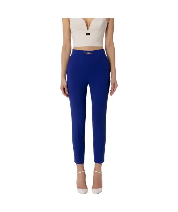 Elisabetta Franchi Logo Plaque Tapered Trousers