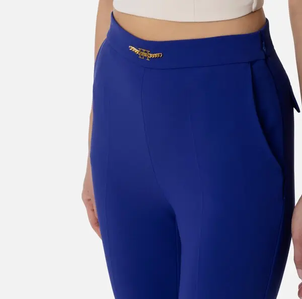 Elisabetta Franchi Logo Plaque Tapered Trousers