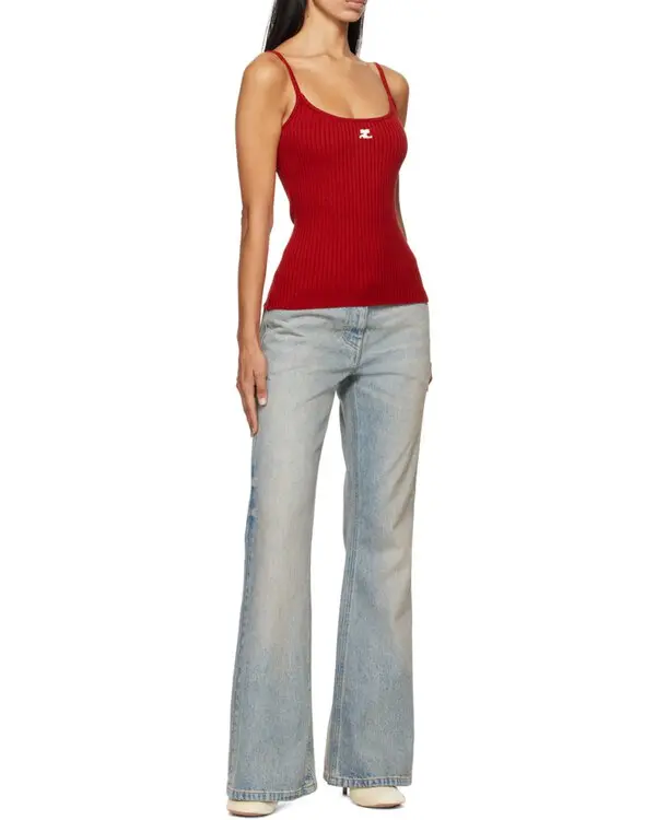 COURREGES Courrèges Ribbed Logo Knit Top