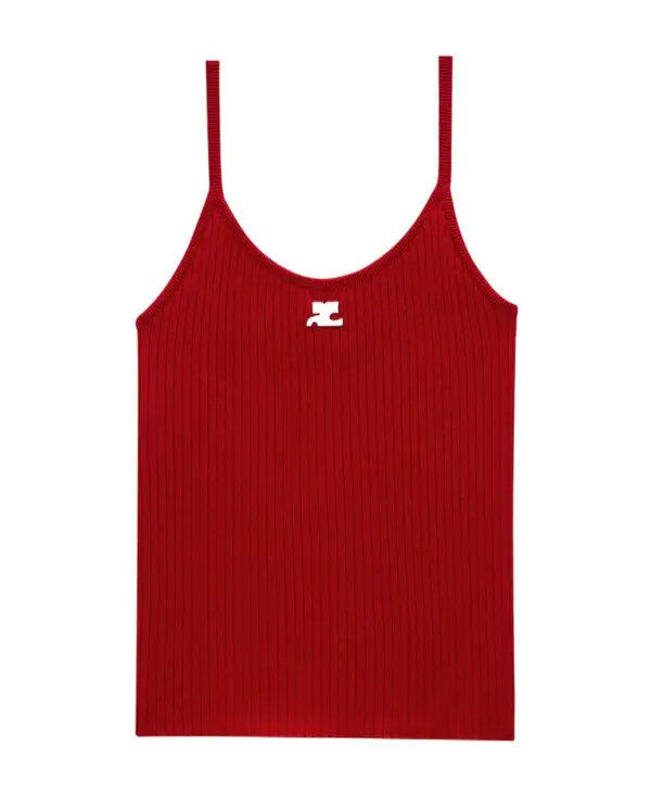 COURREGES Courrèges Ribbed Knit Ac Logo Camisole - Red