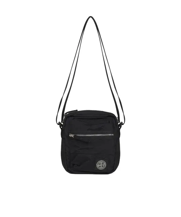 Stone Island Logo Patch Crossbody Bag - Black
