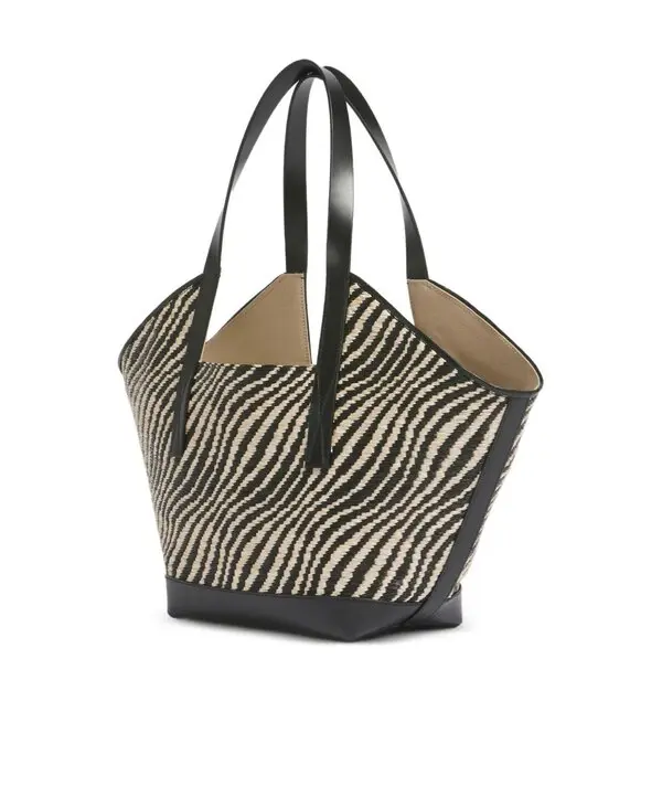 Marni Raffia-effect Waves Small Tote Bag - Black
