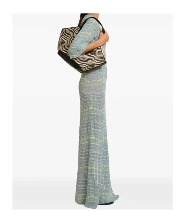 Marni Raffia-effect Waves Small Tote Bag - Black