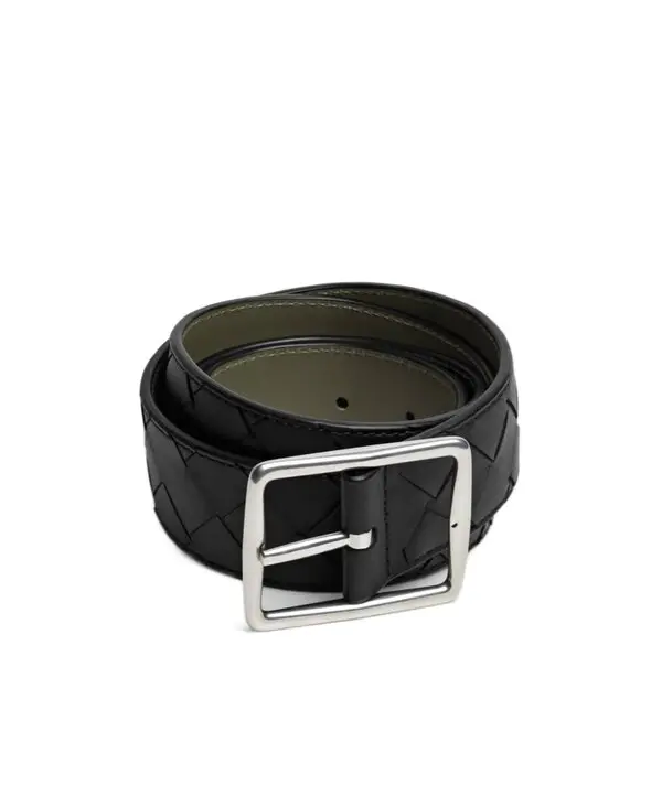 Bottega Veneta Reverso Belt - Black/crocodile