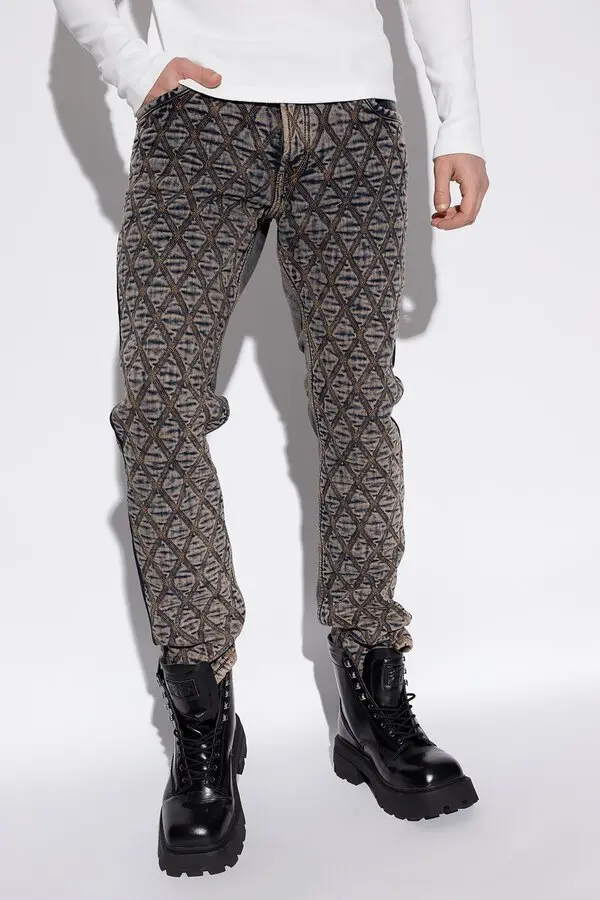 DIESEL® Quilted Diamond Pattern Straight-leg Jeans