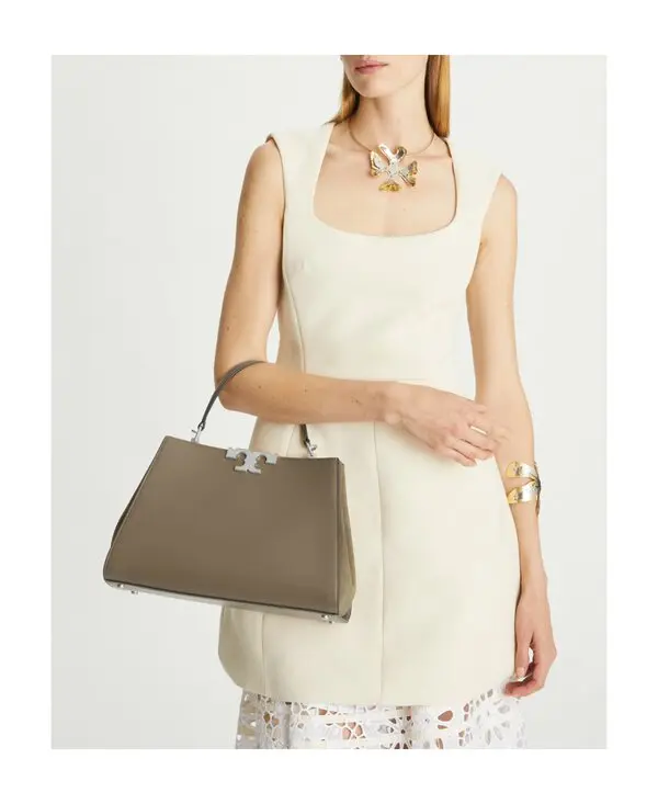 Tory Burch Eleanor Logo Plaque Top Handle Bag - Brown