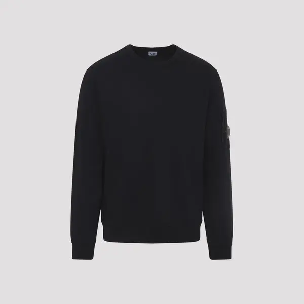 C.P. COMPANY Lens Detailed Light Fleece Crewneck Sweatshirt - Black