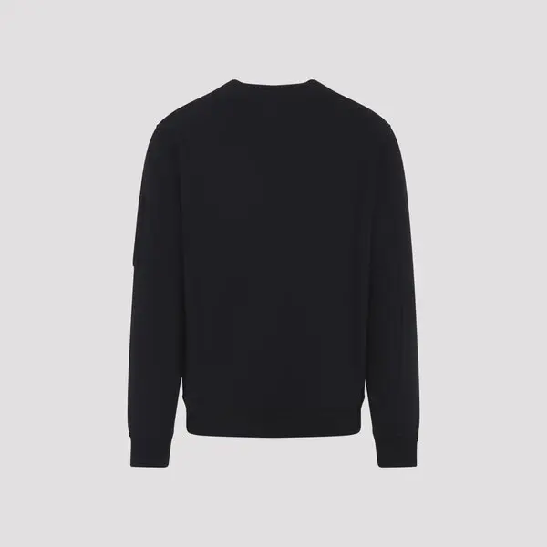 C.P. COMPANY Lens Detailed Light Fleece Crewneck Sweatshirt - Black