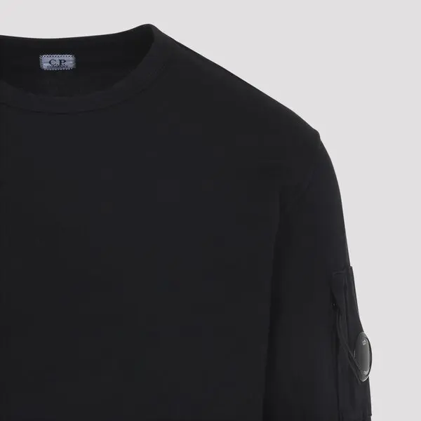 C.P. COMPANY Lens Detailed Light Fleece Crewneck Sweatshirt - Black