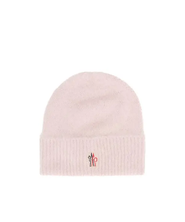 Moncler Logo-patch Knitted Beanie - Pink