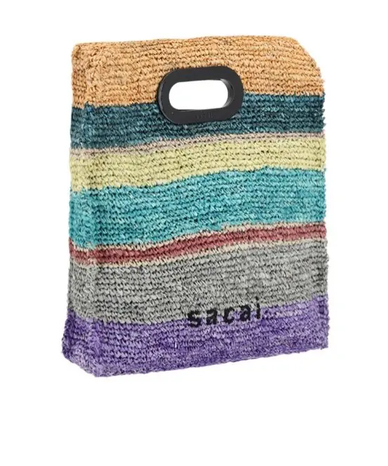 Sacai Striped Raffia Tote Bag - Multi-color