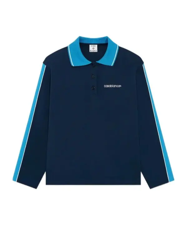 Casablanca Long Sleeve Collared Sweatshirt - Navy