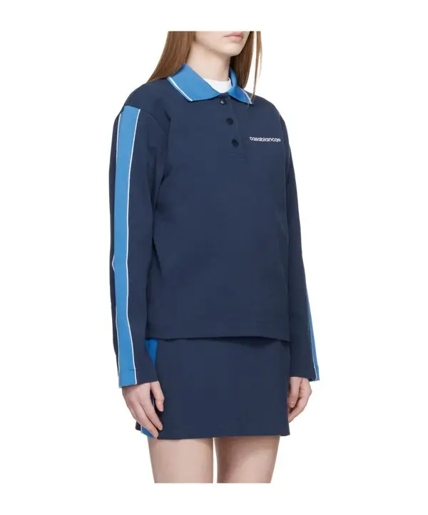 Casablanca Long Sleeve Collared Sweatshirt - Navy