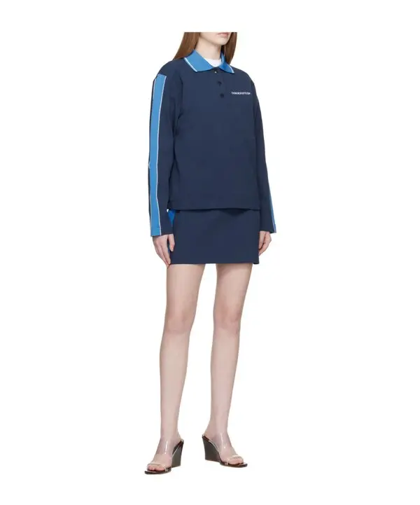 Casablanca Long Sleeve Collared Sweatshirt - Navy