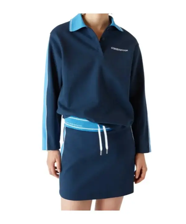 Casablanca Long Sleeve Collared Sweatshirt - Navy