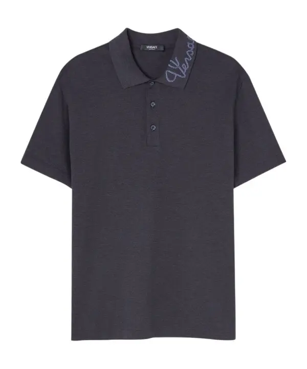 Versace Logo-embroidered Cotton Polo Shirt