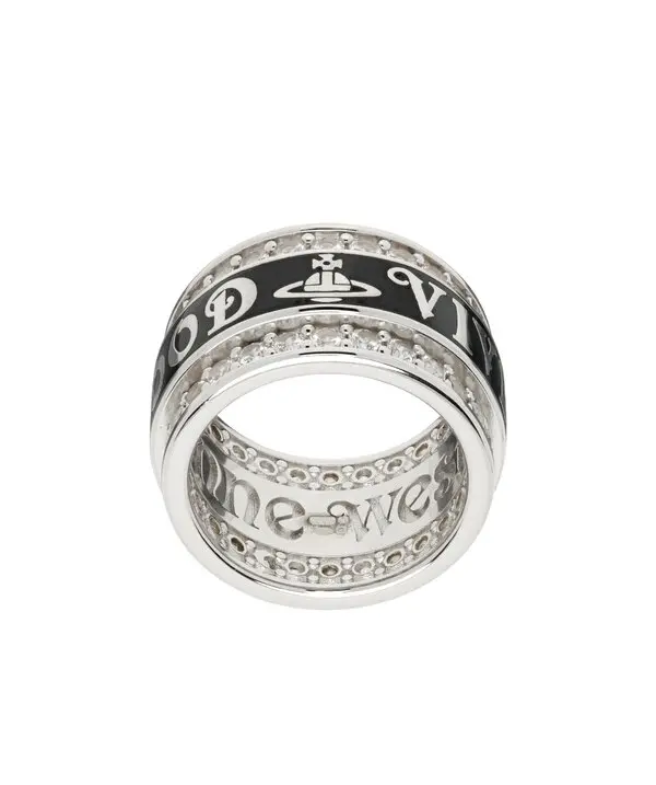 VIVIENNE WESTWOOD Jacob Ring With Cubic Zirconia And Enamel - White