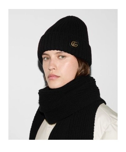 Gucci Double G Knitted Beanie - Black