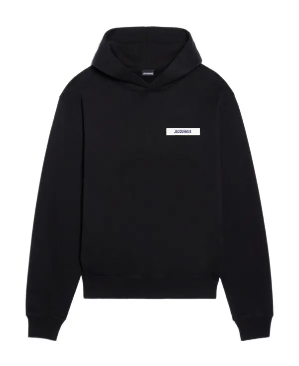 Jacquemus Logo Patch Long Sleeved Hoodie - Black