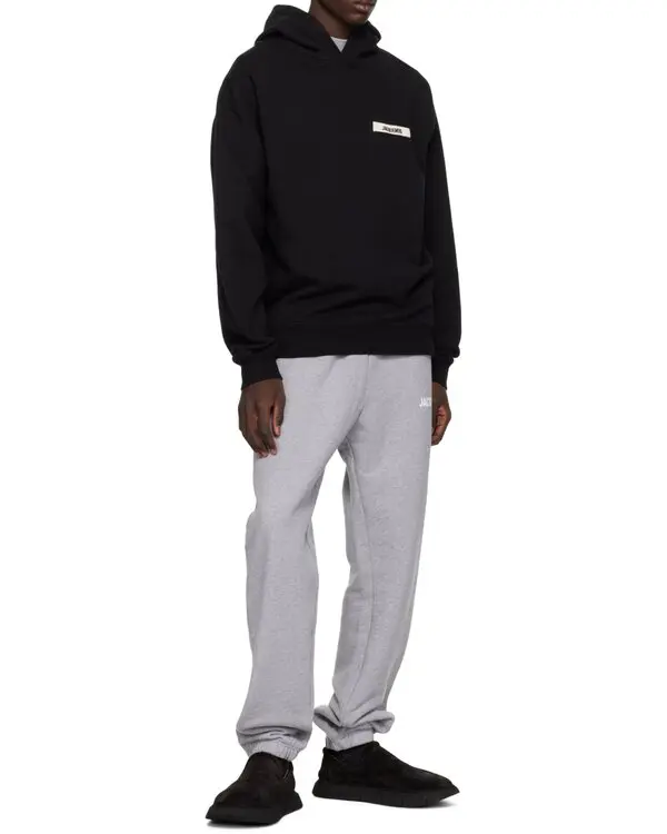 Jacquemus Logo Patch Long Sleeved Hoodie - Black