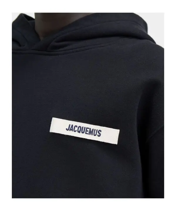 Jacquemus Logo Patch Long Sleeved Hoodie - Black