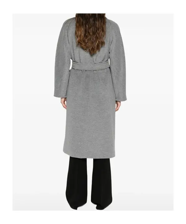 Max Mara Belted Long Sleeved Coat - Gray