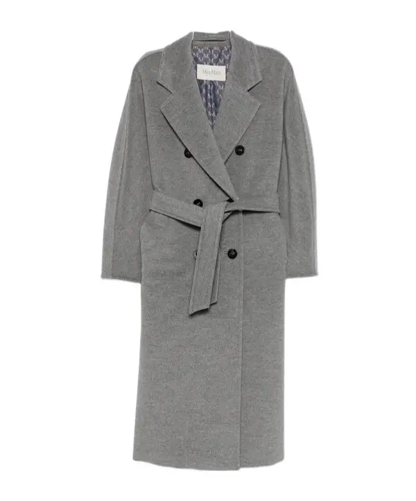 Max Mara Belted Long Sleeved Coat - Gray
