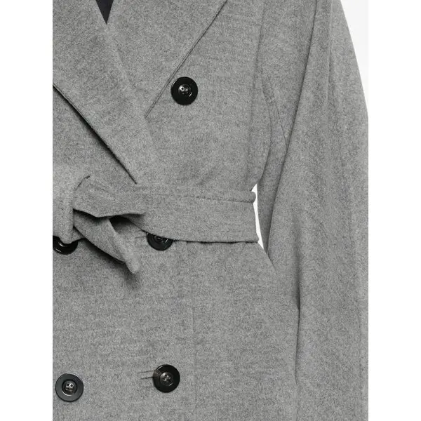 Max Mara Belted Long Sleeved Coat - Gray
