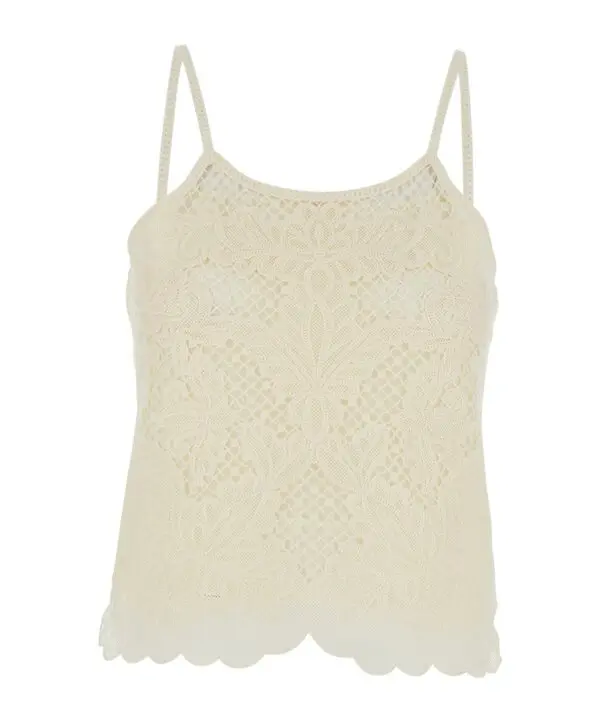 TWINSET Embroidered Lace Top - Nude