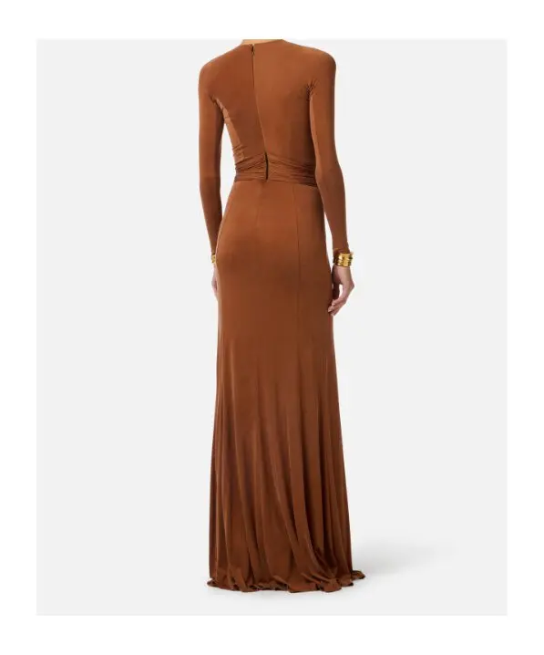 Elisabetta Franchi Pleated Belted Maxi Dress