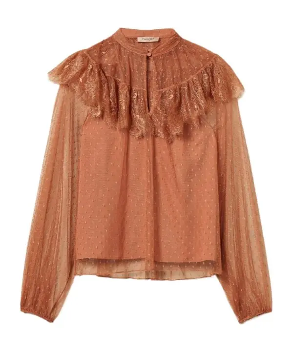 TWINSET Plumetis Laced Tulle Blouse - No