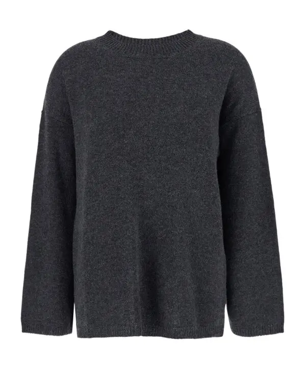 ALLUDE Relaxed Crewneck Pullover Sweater - Grey