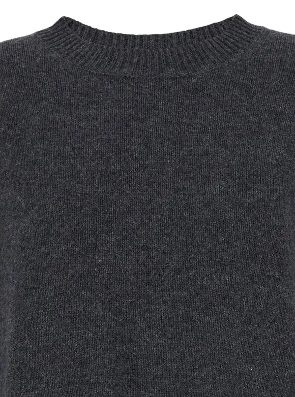 ALLUDE Relaxed Crewneck Pullover Sweater - Grey