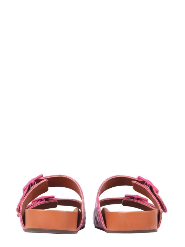 L' AUTRE CHOSE Buckle Embossed Leather Sandals