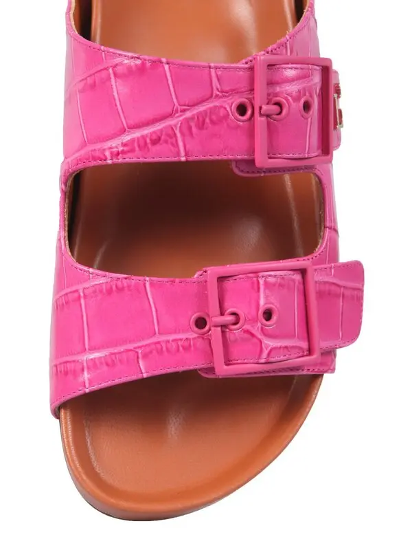 L' AUTRE CHOSE Buckle Embossed Leather Sandals
