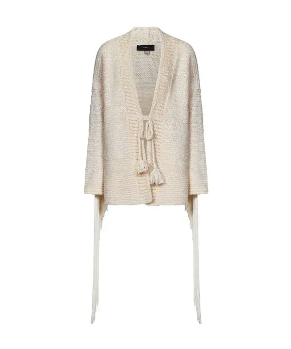 Alanui Bright Hues Fringed Knitted Cardigan - Nude