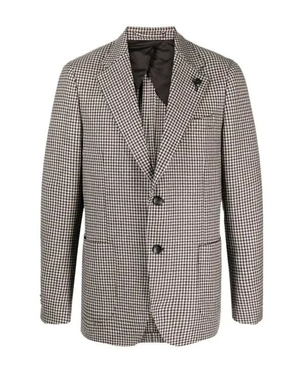 LARDINI Houndstooth-pattern Wool Blazer