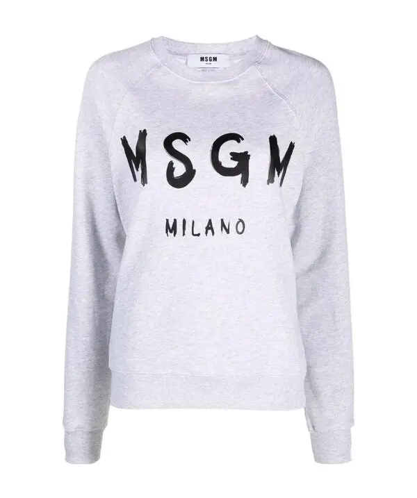 MSGM Logo Print Crewneck Sweatshirt - White