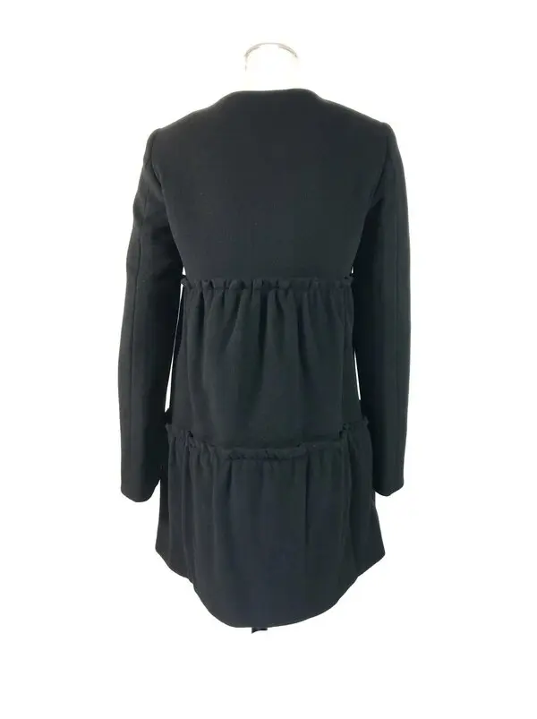 Moschino Round-neck Coat With Ruffled Detailing
