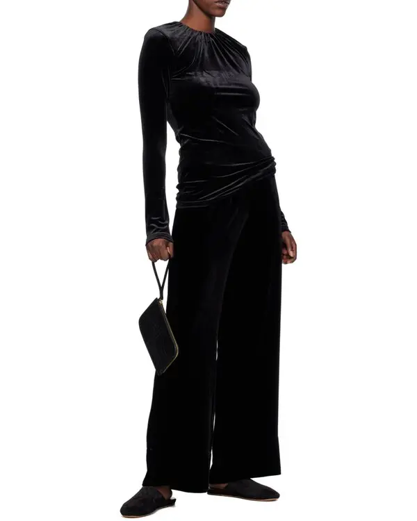 TOTEME Gathered-neck Velvet Top