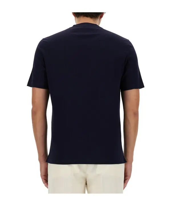 Brunello Cucinelli Logo Printed Crewneck T-shirt - Blue