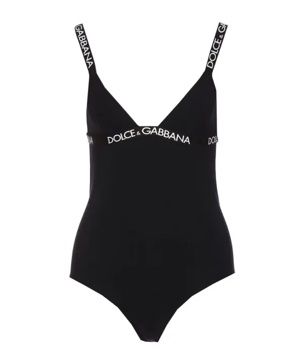 Dolce & Gabbana Logo Band One Piece Swimsuit - Black