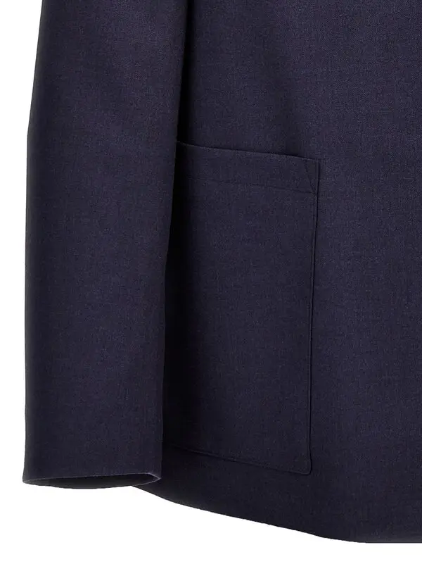 Fendi Pocket Detailed Long Sleeved Jacket - Blue
