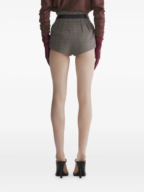 MUGLER Checked Pleated Tailored Shorts