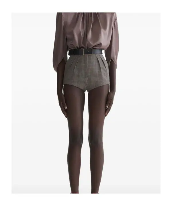 MUGLER Checked Pleated Tailored Shorts